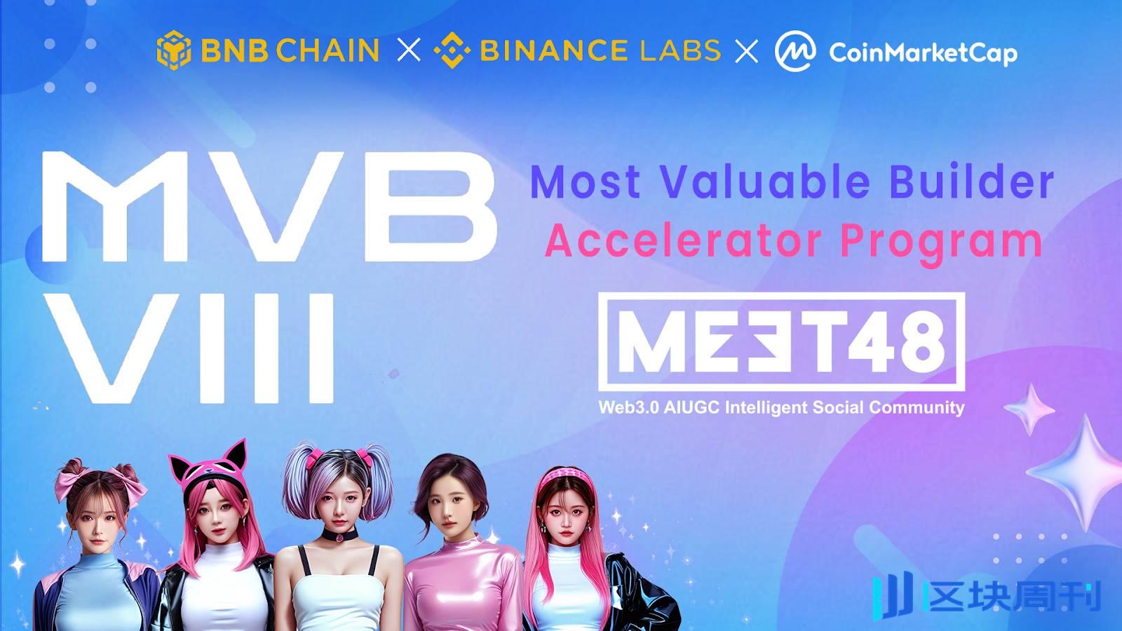 MEET48 正式加入 BNB Chain 与 Binance Labs 和 CMC Labs 合作的第 8 季 MVB 加速器计划，以往项目入选率不足 1% -区块周刊BlockWeeks